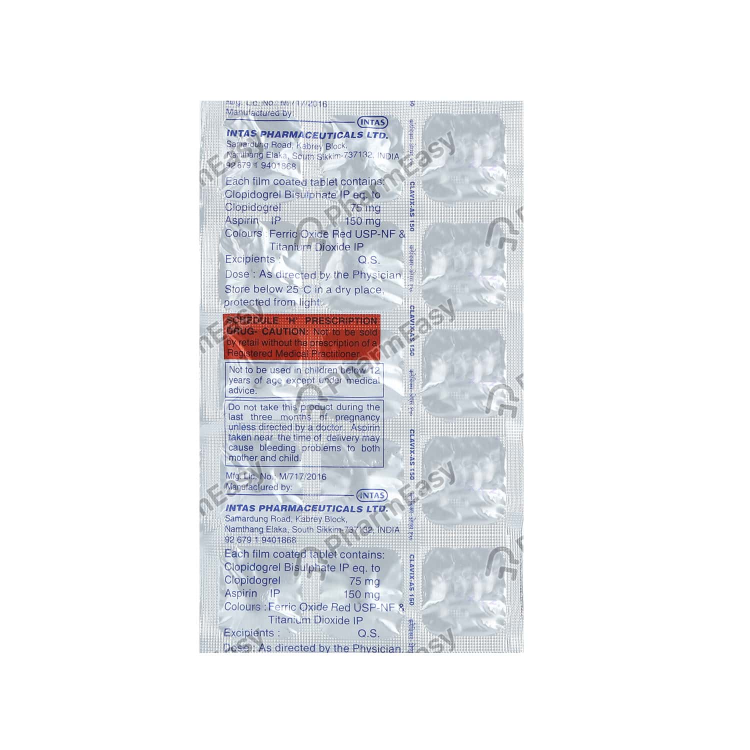 Buy Clavix As 150mg Strip Of 15 Tablets Online at Flat 18% OFF* | PharmEasy