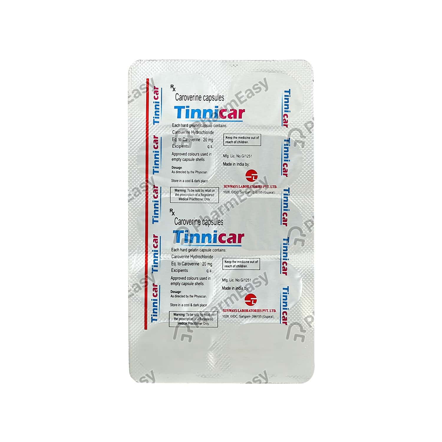 Buy Tinnicar 20 MG Capsule (10) Online at Flat 18% OFF* | PharmEasy