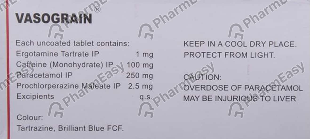 Vasograin Strip Of 14 Tablets: Uses, Side Effects, Price & Dosage ...