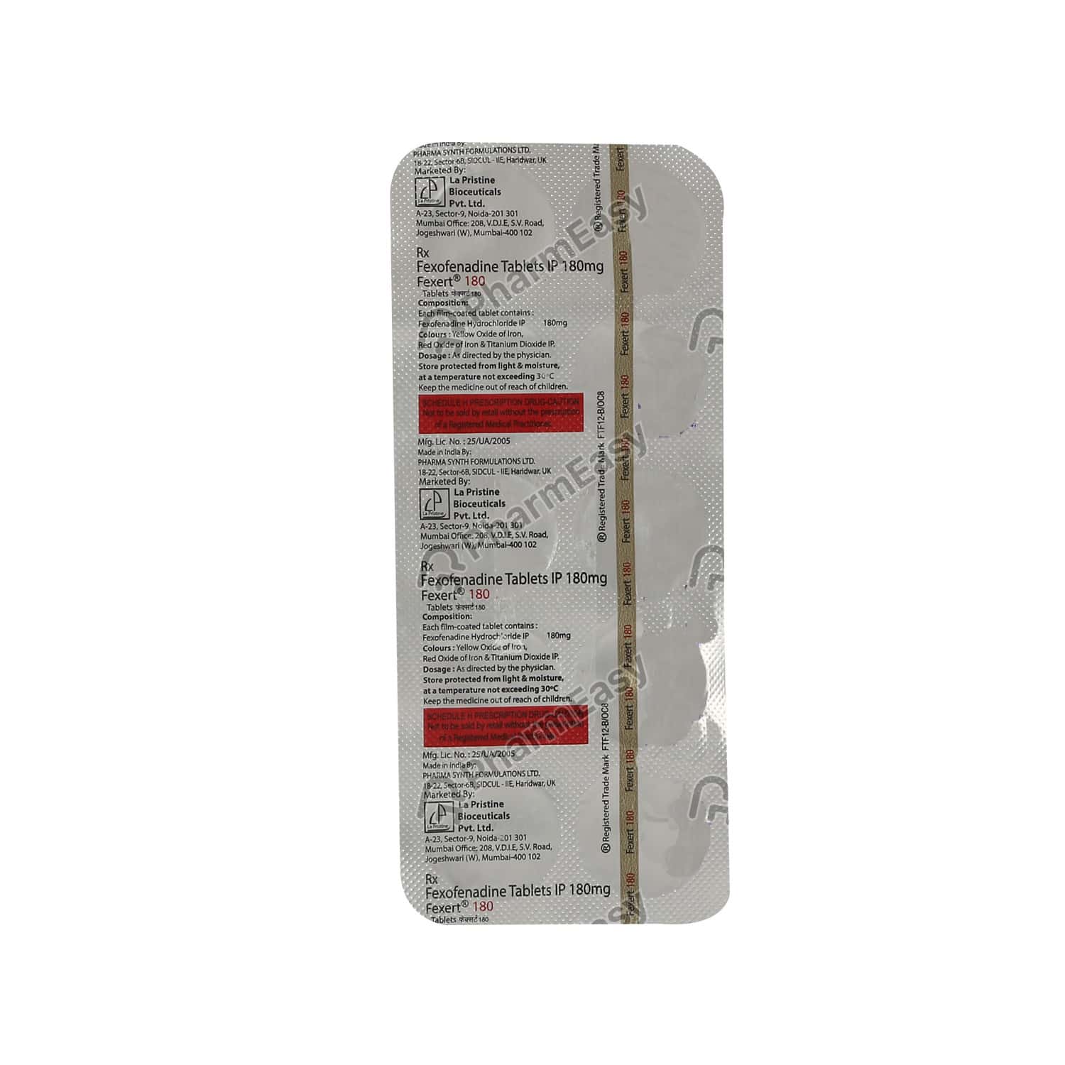 Fexert 180 MG Tablet (10) - Uses, Side Effects, Dosage, Composition ...