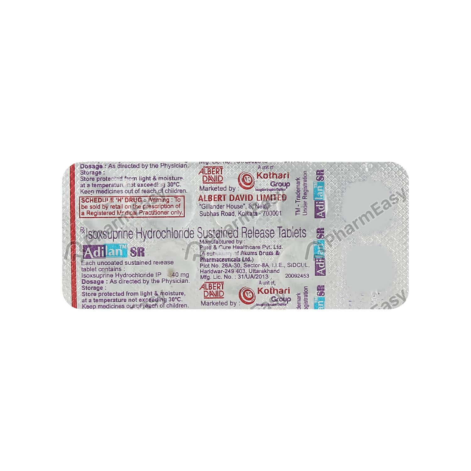 Buy Adilan Sr 40 MG Tablet (10) Online at Flat 18% OFF* | PharmEasy