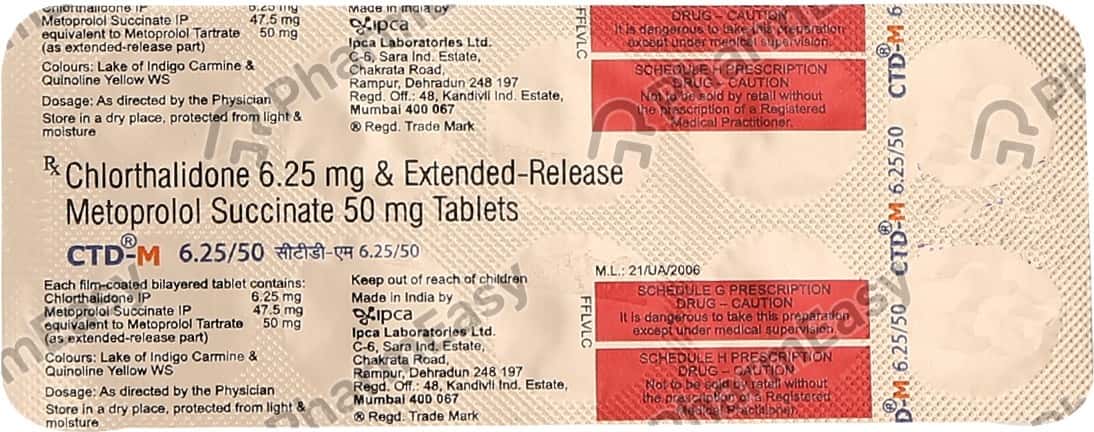 Buy Ctd M 6.25/50mg Strip Of 10 Tablets Online at Flat 15% OFF | PharmEasy