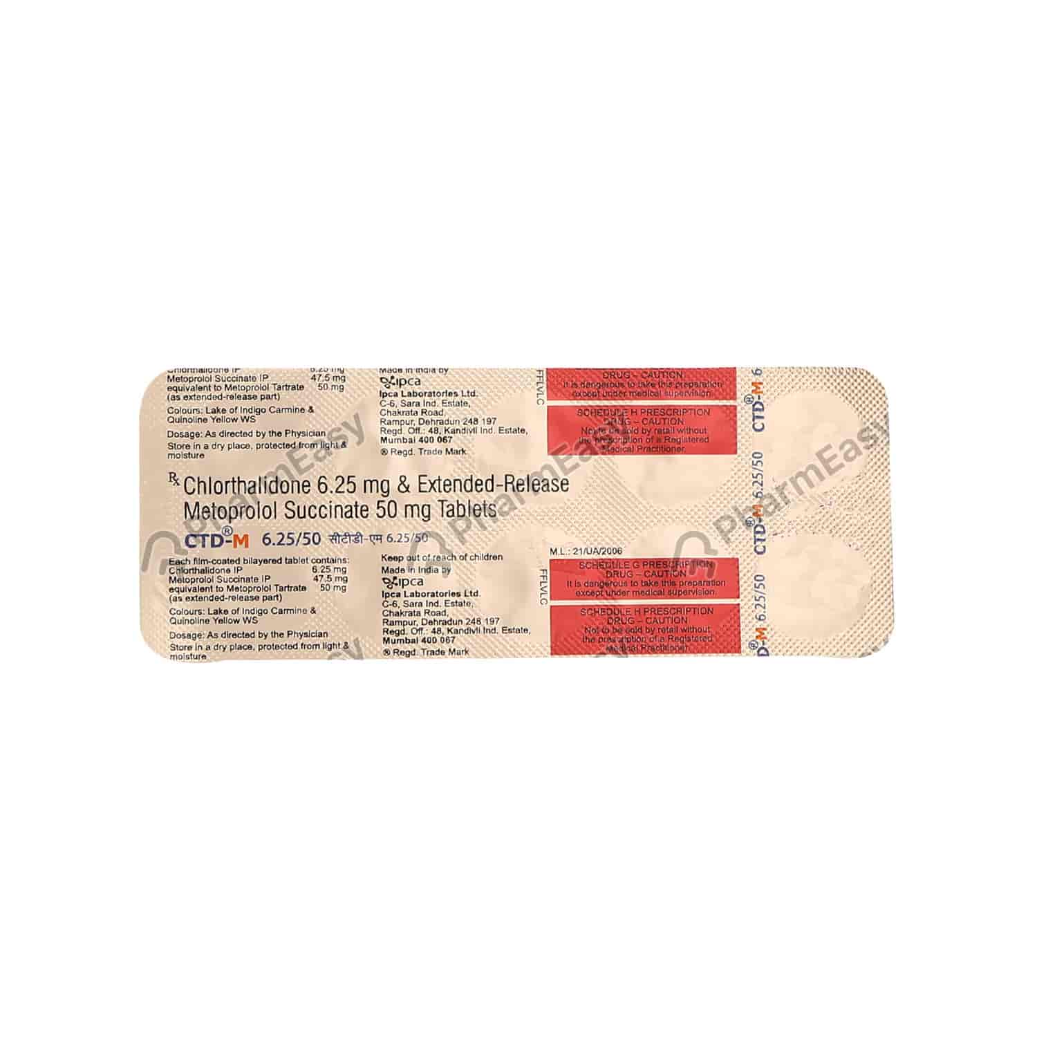 Buy Ctd M 6.25/50mg Tablet 10'S Online at Flat 18% OFF* | PharmEasy