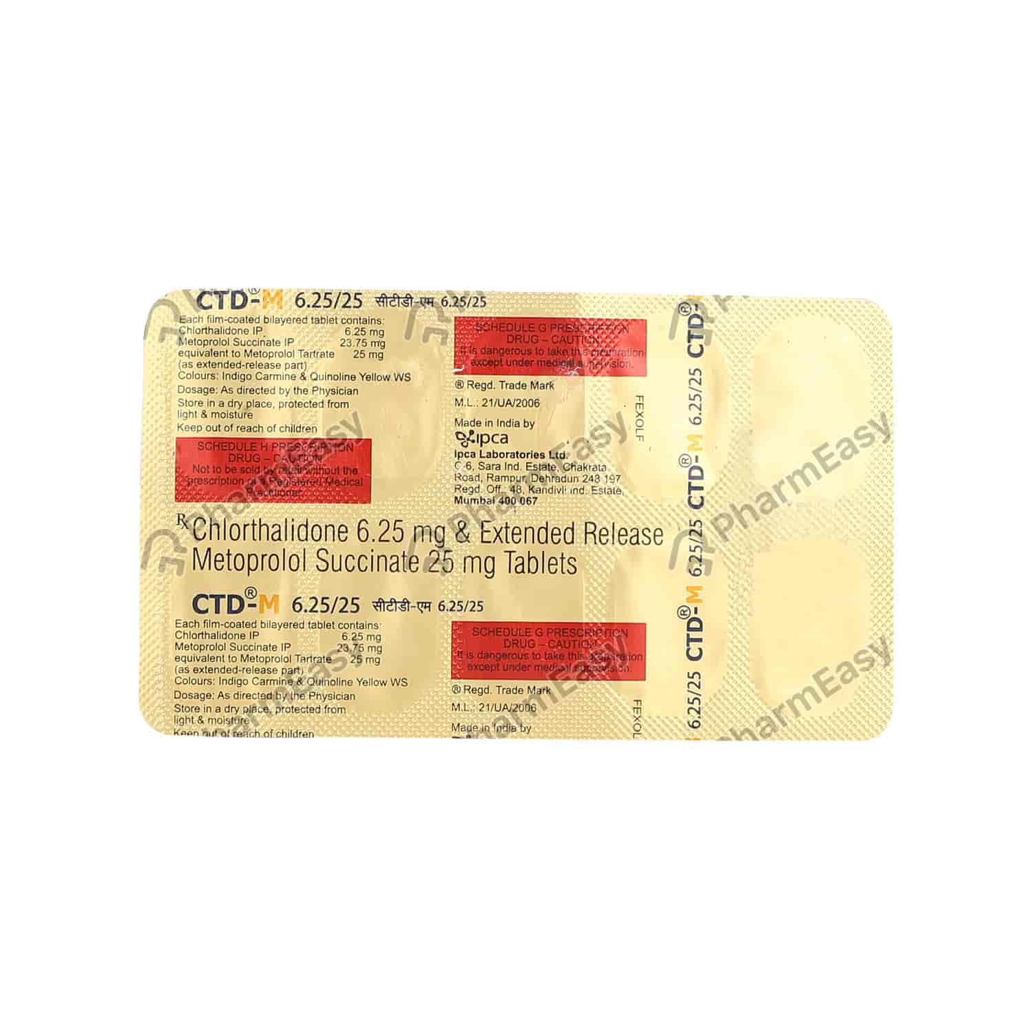 Buy Ctd M 6.25/25mg Tablet Online at Flat 18% OFF* | PharmEasy