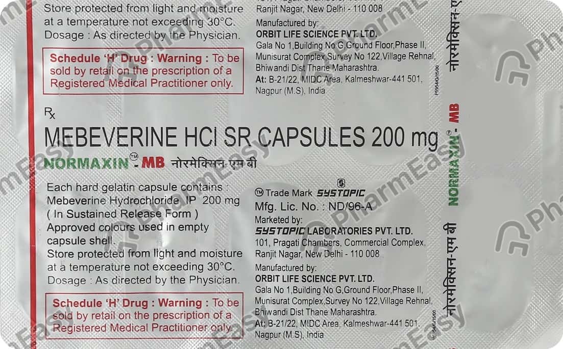 Normaxin Mb Sr 200 MG Capsule (10): Uses, Side Effects, Price & Dosage ...