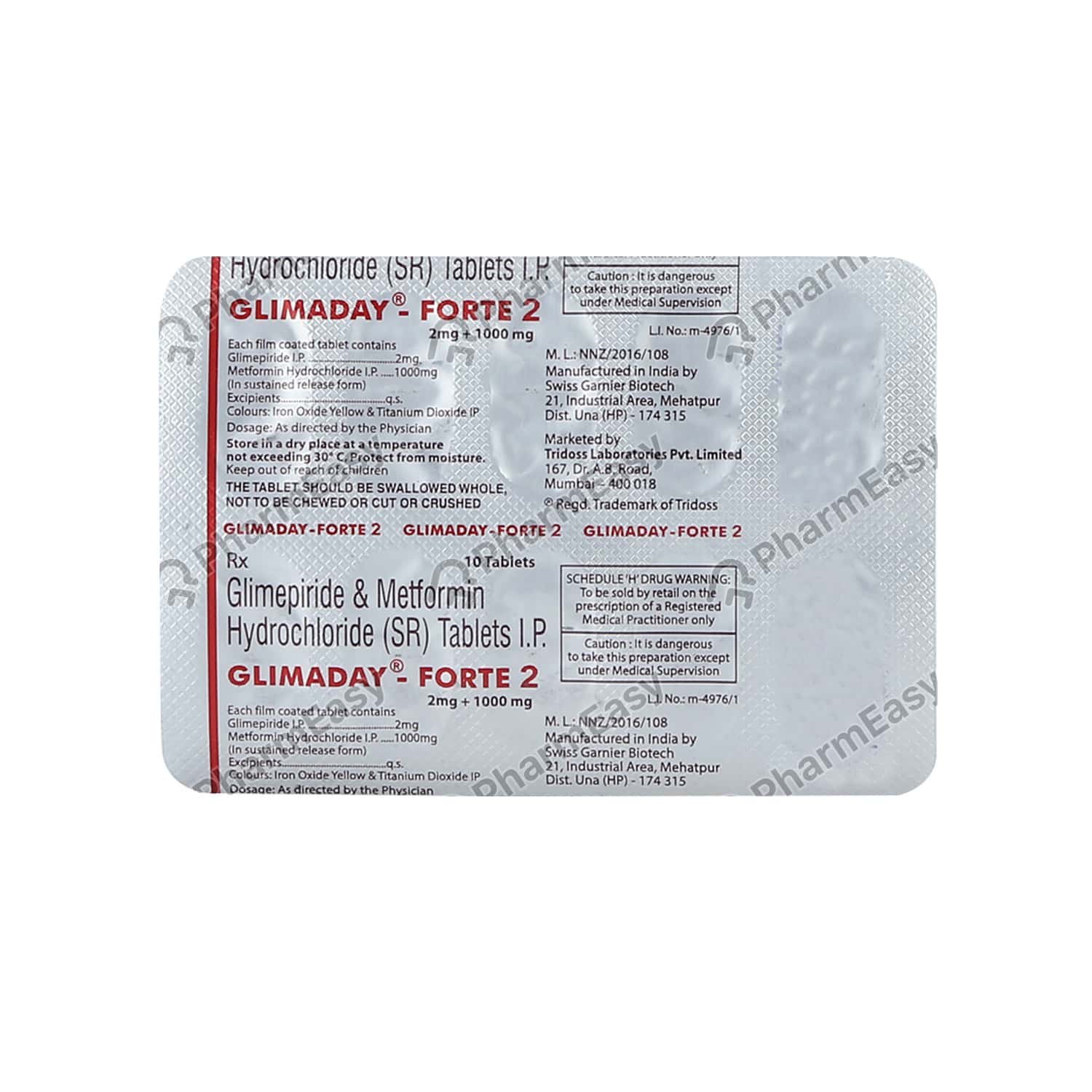 Glimaday Forte 2mg Tablet: Uses, Side Effects, Price, Dosage & Composition | PharmEasy