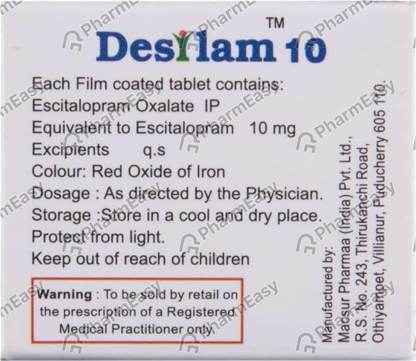 Desilam 10 MG Tablet (10): Uses, Side Effects, Price & Dosage | PharmEasy