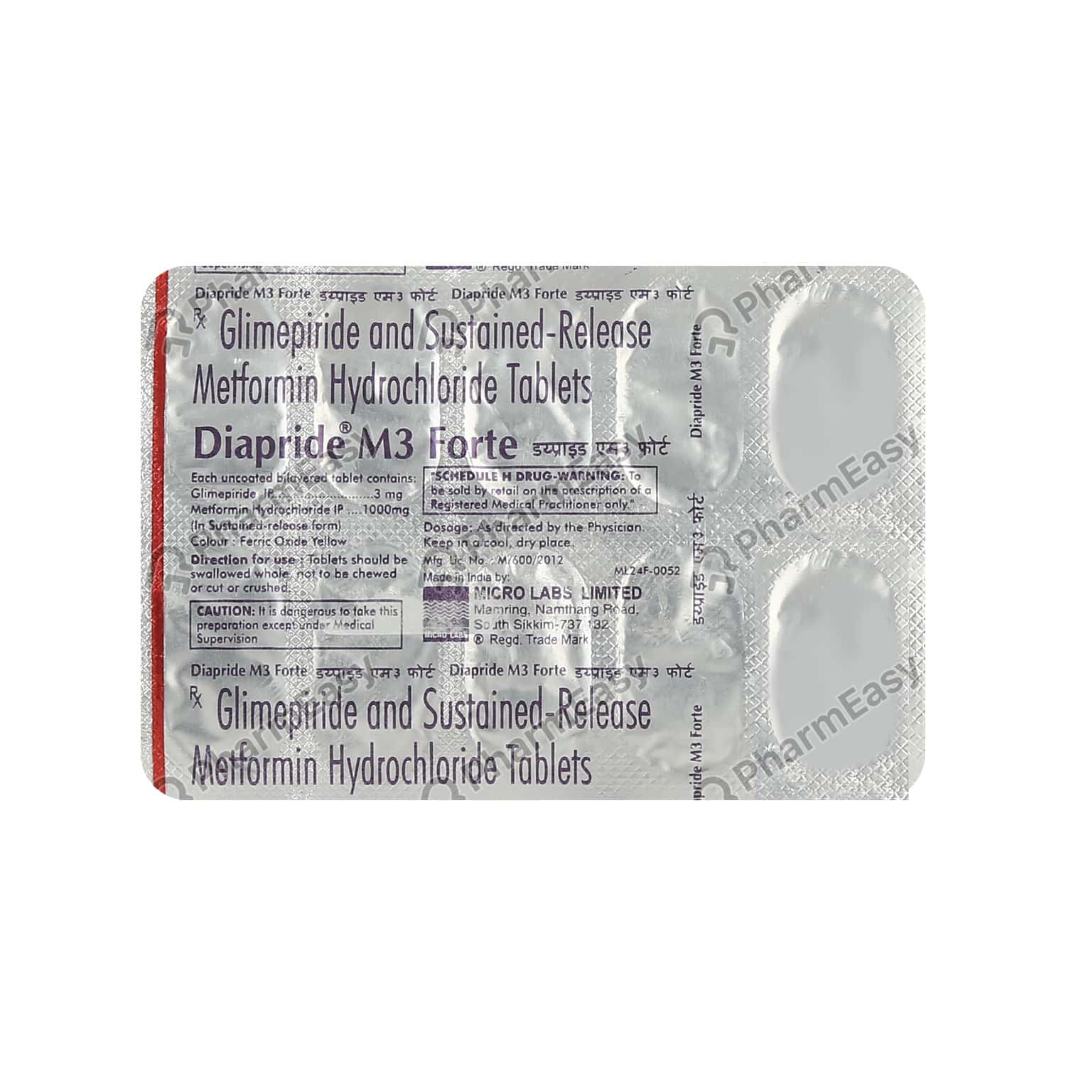 Diapride M 3mg Forte Strip Of 10 Tablets: Uses, Side Effects, Price ...