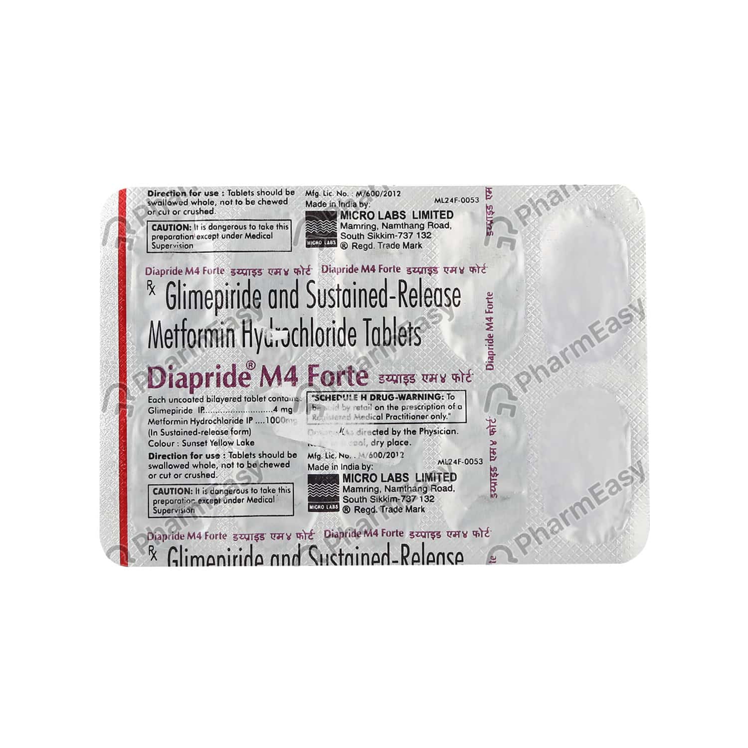 Diapride M4 Forte Tablets: Uses, Side Effects, Price & Dosage | PharmEasy