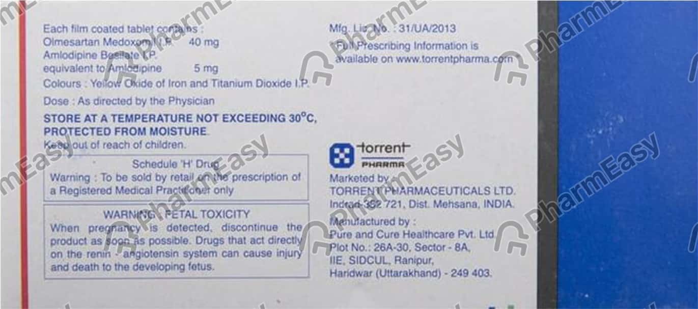 Olmetor Am 40mg Strip Of 10 Tablets: Uses, Side Effects, Price & Dosage ...