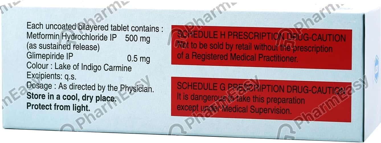 Glycomet Gp 0.5mg Strip Of 10 Tablets: Uses, Side Effects, Price ...