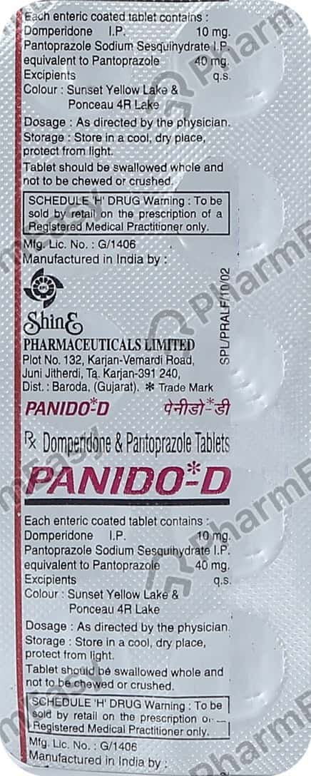 Panido D Tablet: Uses, Side Effects, Price, Dosage & Composition ...