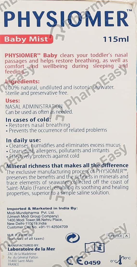 Buy PHYSIOMER BABY MIST NASAL SPRAY 115ML Online & Get Upto 60% OFF at ...