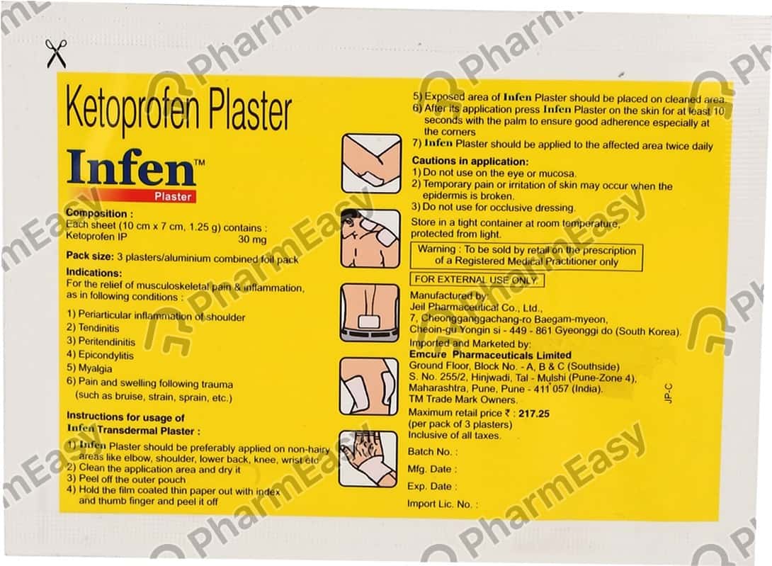 Buy Infen 30 MG Plaster (3) Online at Flat 15% OFF | PharmEasy