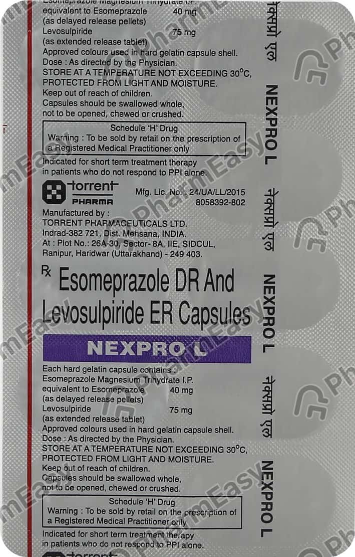 Nexpro L Strip Of 10 Capsules: Uses, Side Effects, Price & Dosage ...