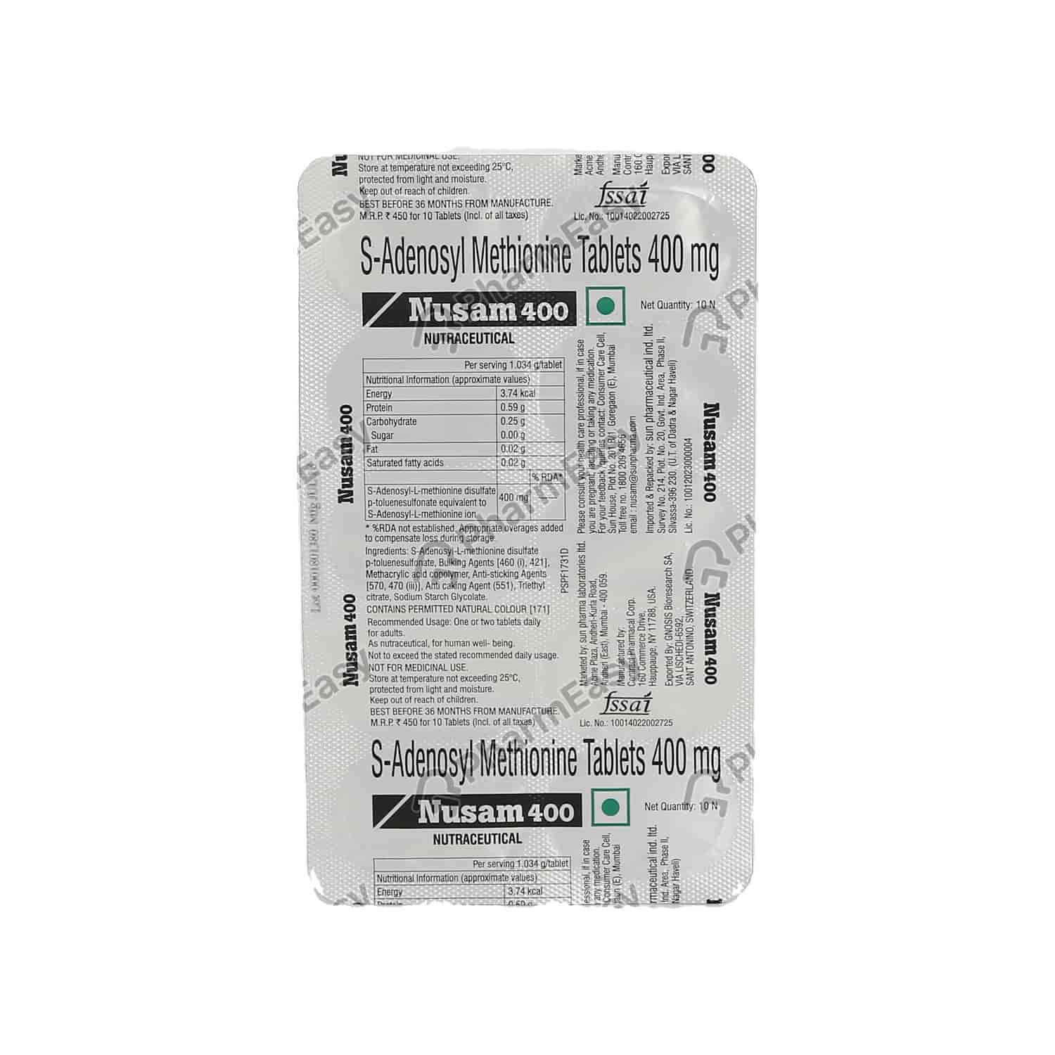 Buy Nusam 400mg Tablet Online at Flat 18% OFF* | PharmEasy