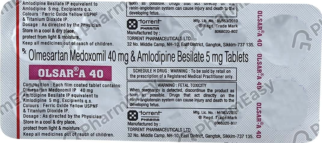Olsar A 40mg Tablet: Uses, Side Effects, Price & Dosage | PharmEasy