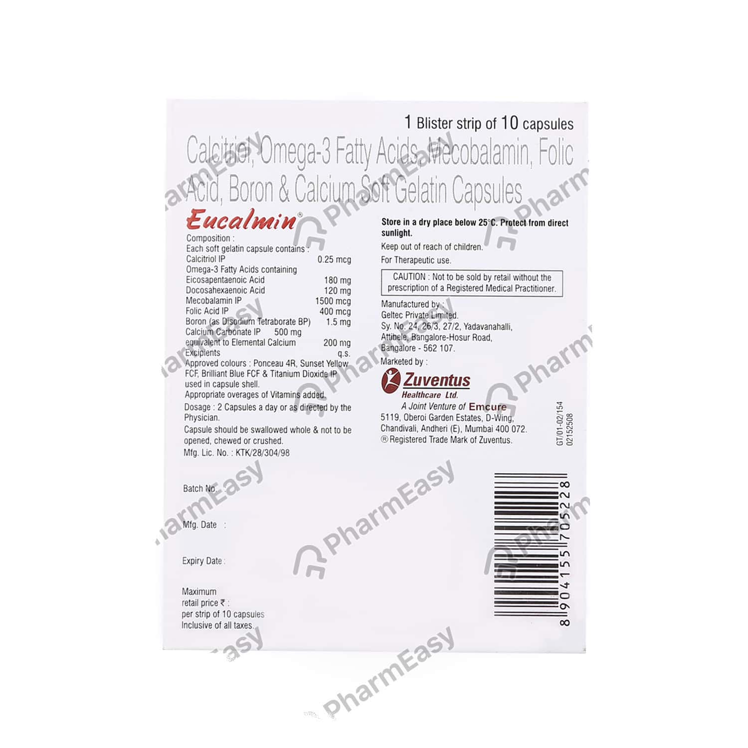 Buy Eucalmin Capsule (10) Online at Flat 18% OFF* | PharmEasy