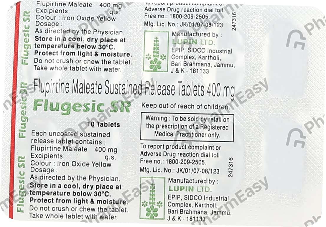 Flugesic Sr 400 MG Tablet (10): Uses, Side Effects, Price & Dosage ...