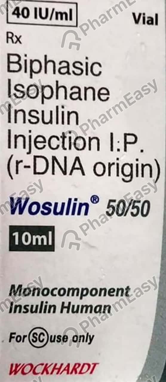 Wosulin 50/50 40iu Injection Vail 10ml: Uses, Side Effects, Price ...
