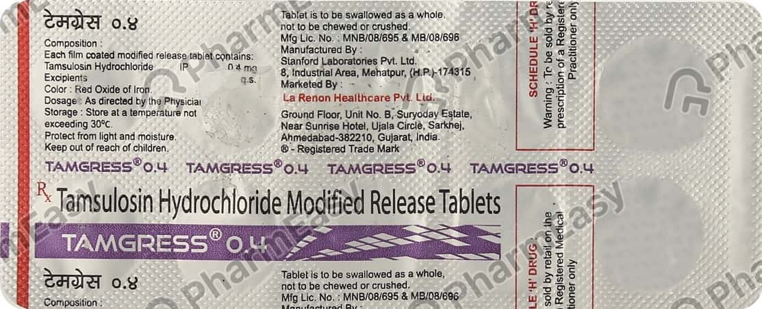 Tamgress Mr 0.4 MG Tablet (10): Uses, Side Effects, Price & Dosage ...