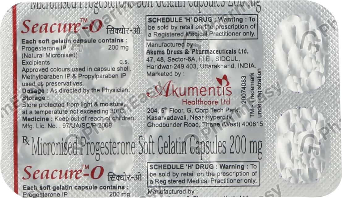 Seacure O 200 MG Capsule (10): Uses, Side Effects, Price & Dosage ...