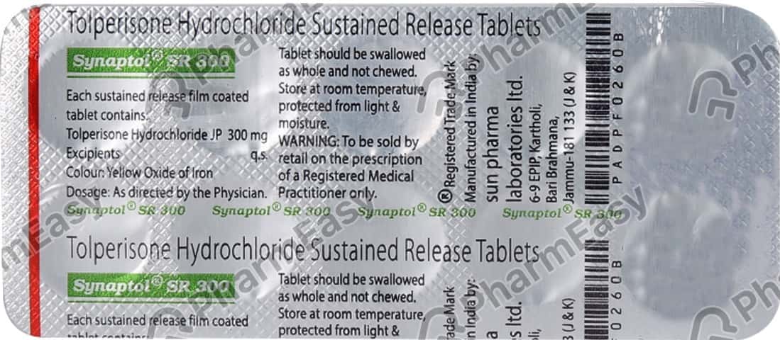 Synaptol Sr 300 MG Tablet (10): Uses, Side Effects, Price & Dosage ...