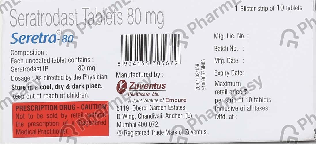 Buy Seretra 80 MG Tablet (10) Online at Flat 15% OFF | PharmEasy