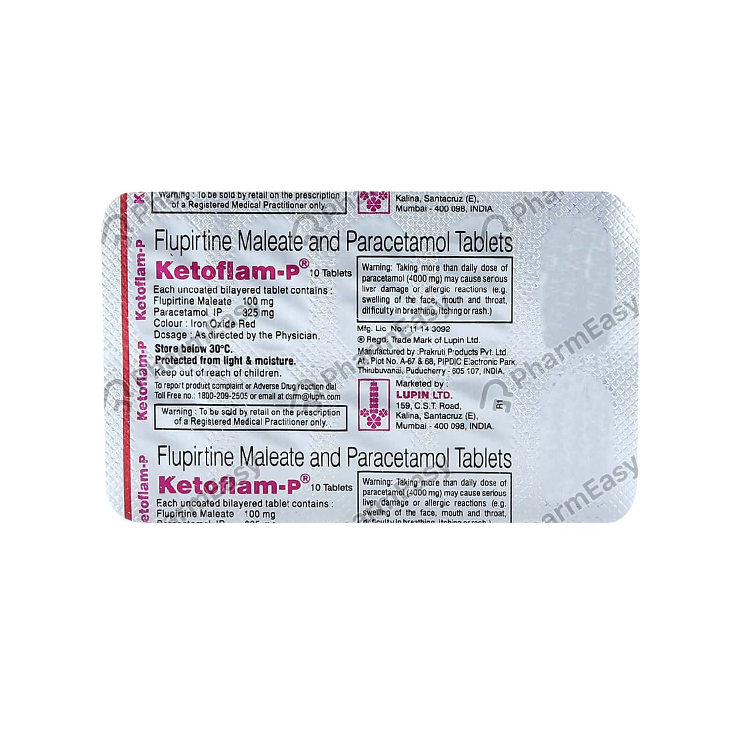 Buy Ketoflam P Tablet Online at Flat 18% OFF* | PharmEasy