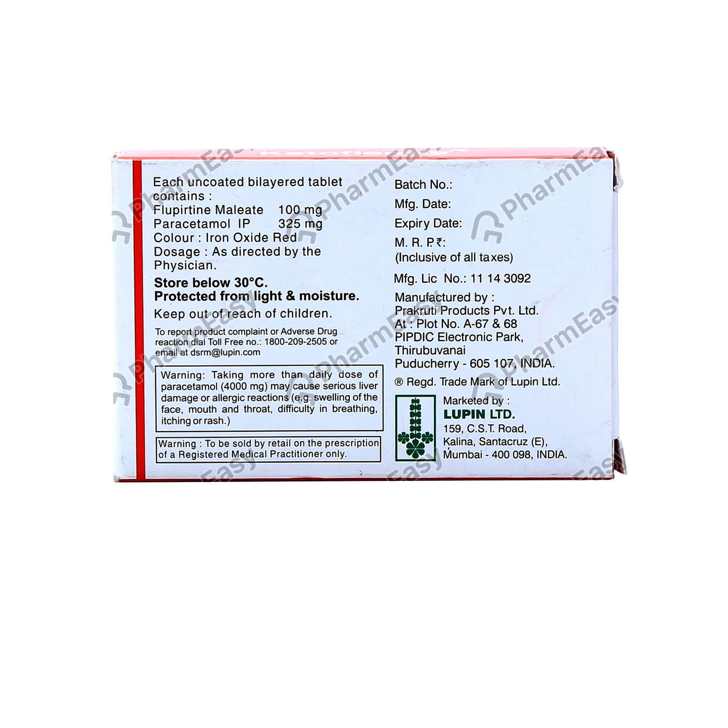 Buy Ketoflam P Tablet Online at Flat 18% OFF* | PharmEasy