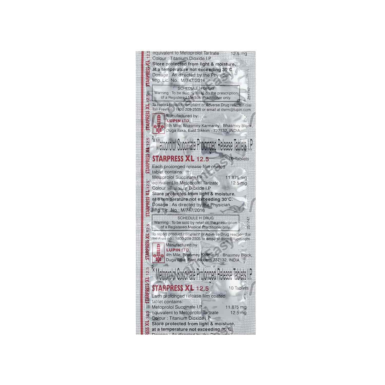 Starpress Xl 12.5mg Tablet 10'S - Uses, Side Effects, Dosage ...