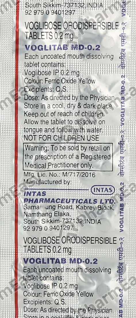 Voglitab Md 0.2 MG Tablet (10): Uses, Side Effects, Price & Dosage ...