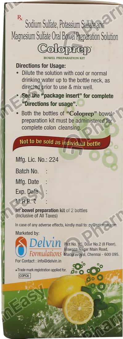 Buy Coloprep Kit Delicious Lemon Flavour Box Of 177ml Oral Solution ...