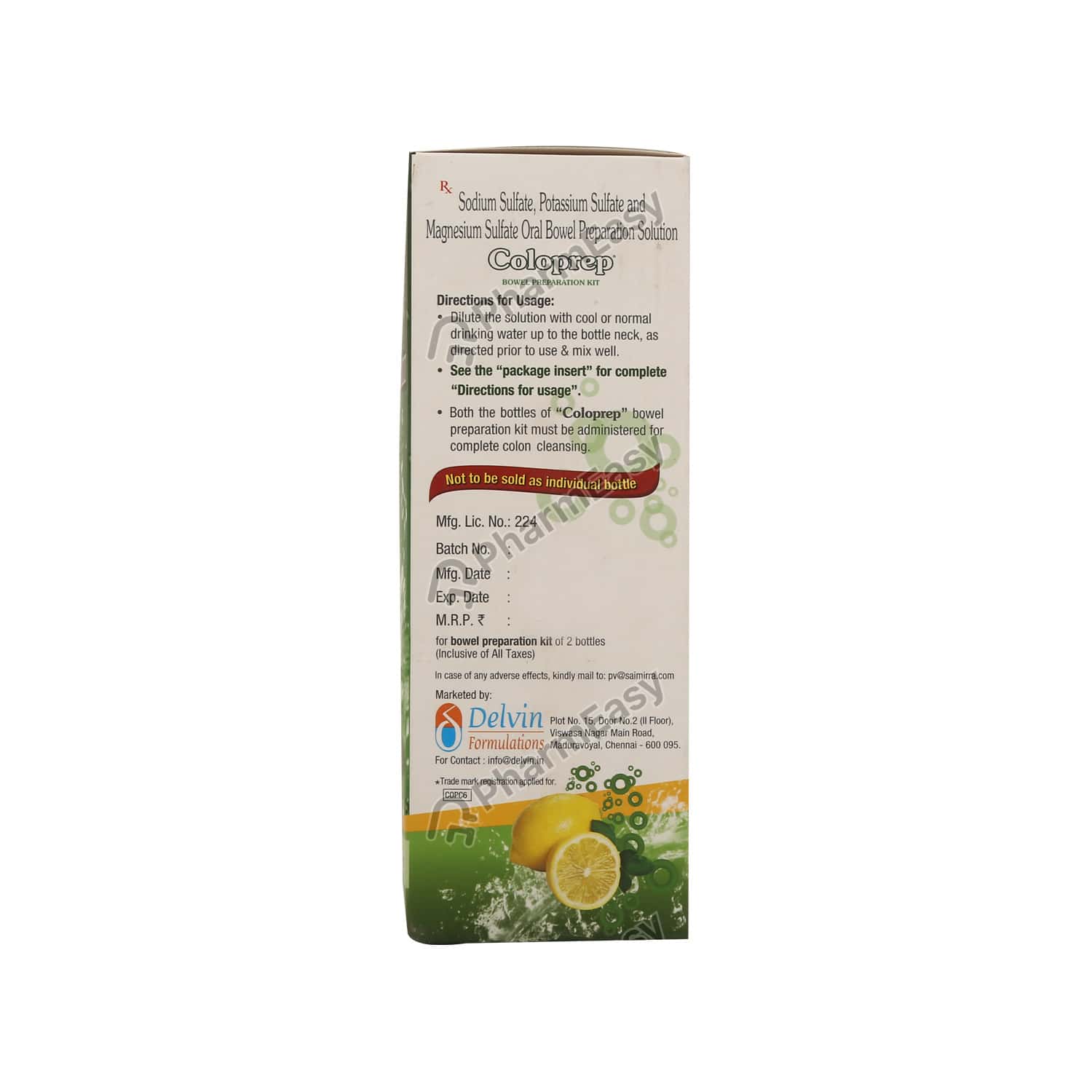 Buy Coloprep Kit Lemon Flavour Box Of 2*177ml Solution Online at Flat ...