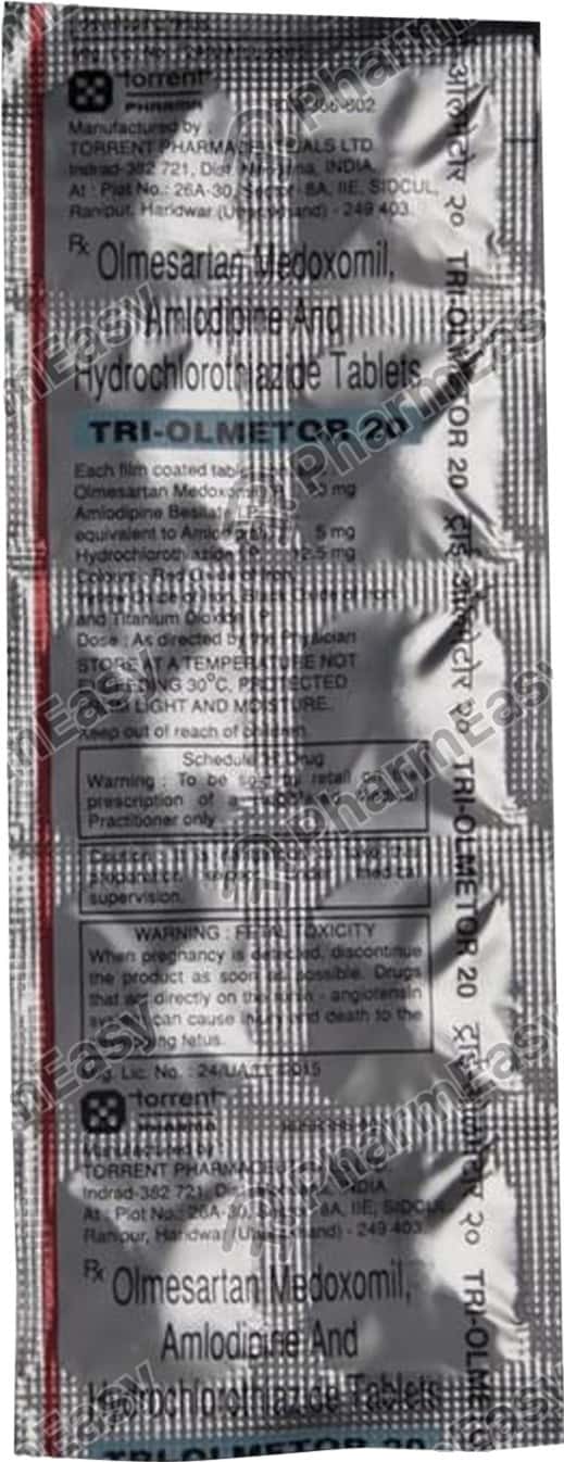 Tri Olmetor 20mg Strip Of 10 Tablets: Uses, Side Effects, Price ...
