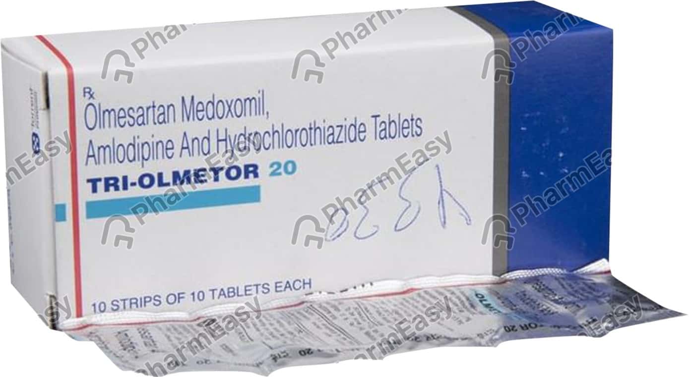 Tri Olmetor 20mg Strip Of 10 Tablets: Uses, Side Effects, Price ...