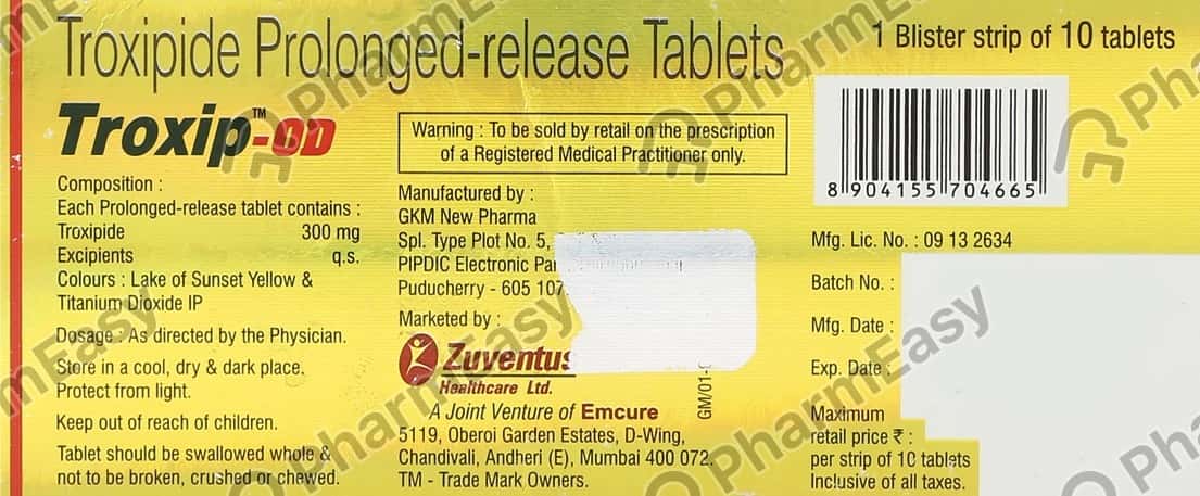 Buy Troxip Od 300 MG Tablet (10) Online at Flat 15% OFF | PharmEasy