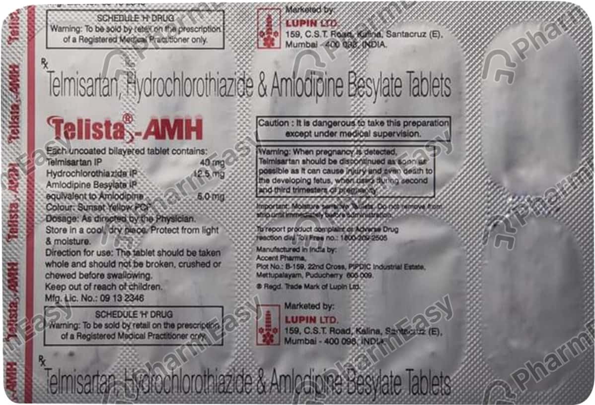 Telista Amh Strip Of 10 Tablets: Uses, Side Effects, Price & Dosage ...
