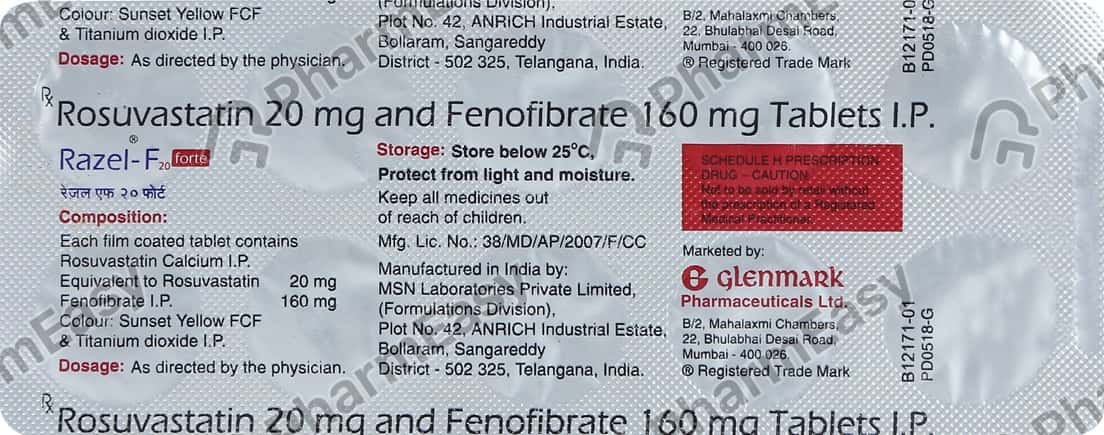 Razel F 20 Forte Tablets 10'S: Uses, Side Effects, Price, Dosage ...
