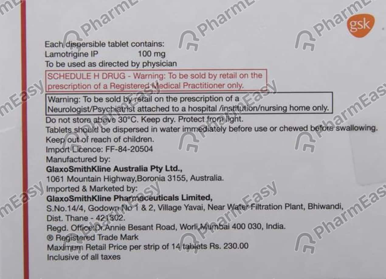 Lamictal 100 MG Tablet (14): Uses, Side Effects, Price & Dosage | PharmEasy