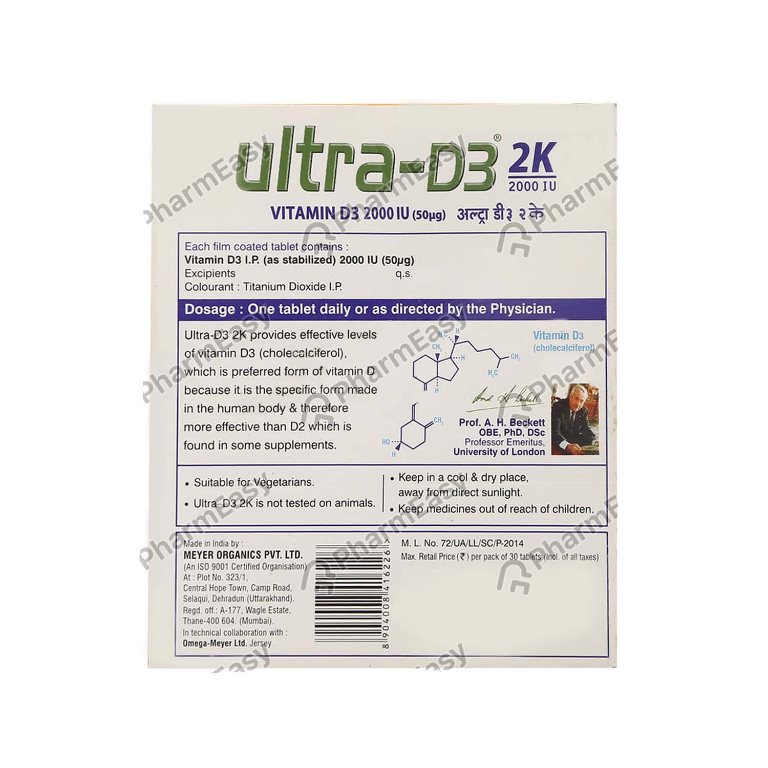 Ultra D3 2000 IU Tablet (30) - Uses, Side Effects, Dosage, Composition ...