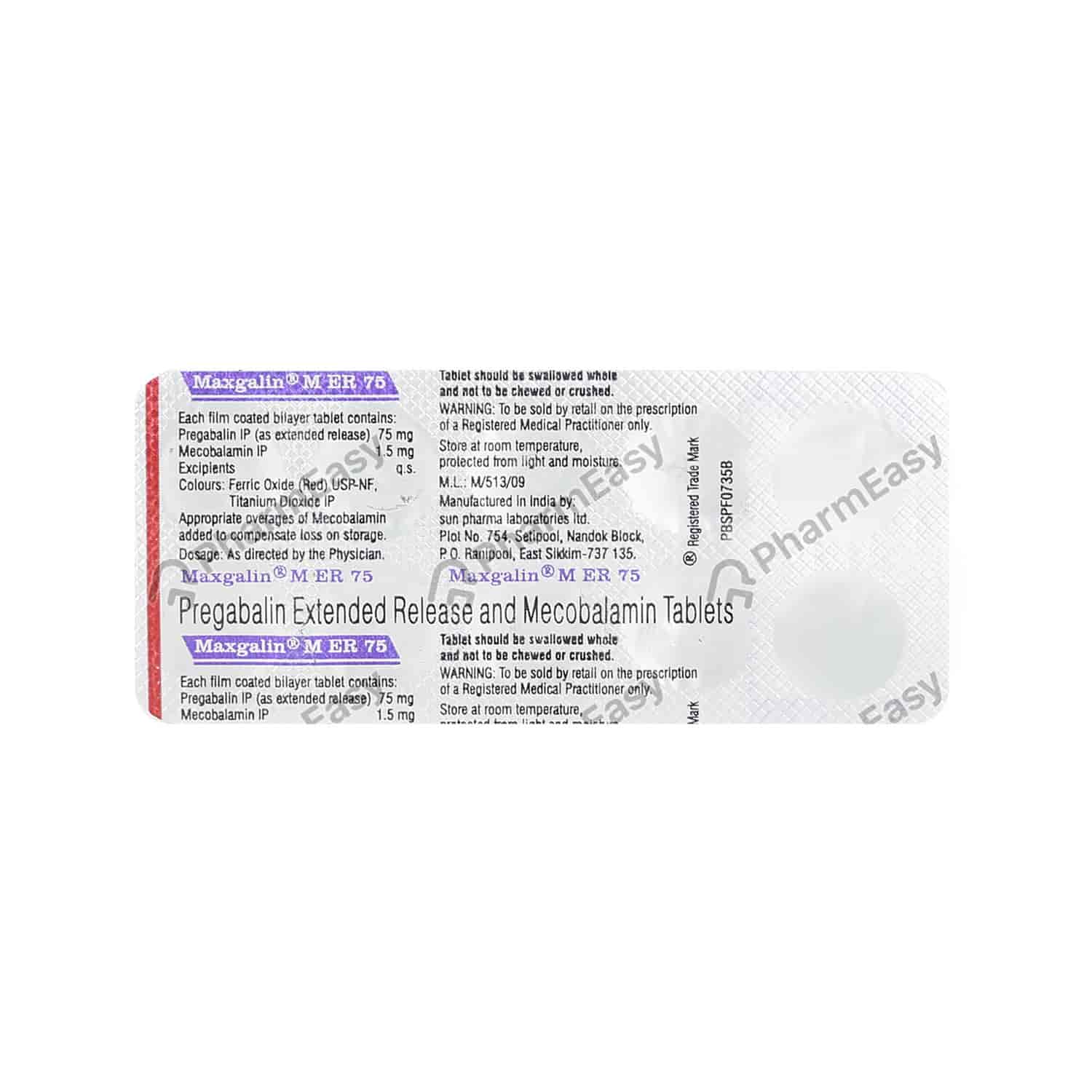 Maxgalin M Er 75mg Tab - Uses, Side Effects, Dosage, Composition ...