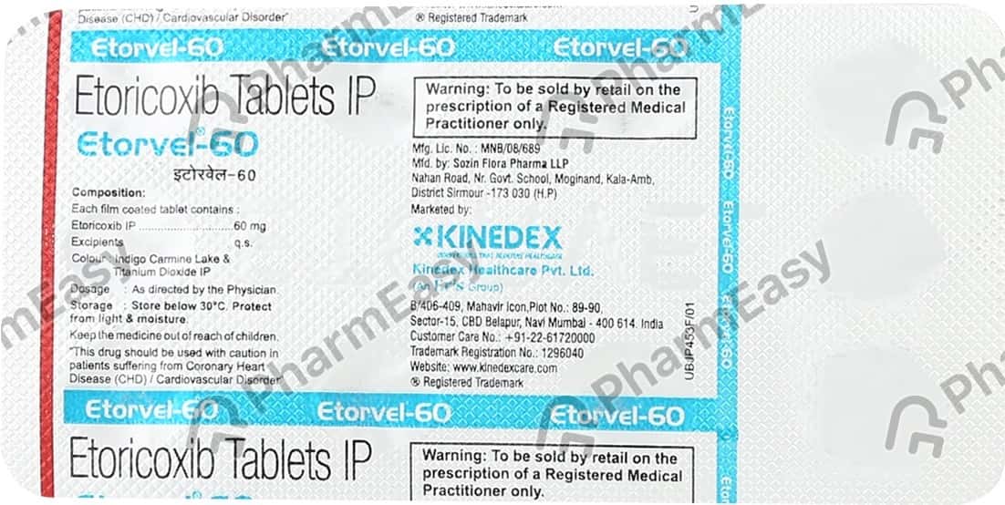 Etorvel 60 MG Tablet (10): Uses, Side Effects, Price & Dosage | PharmEasy