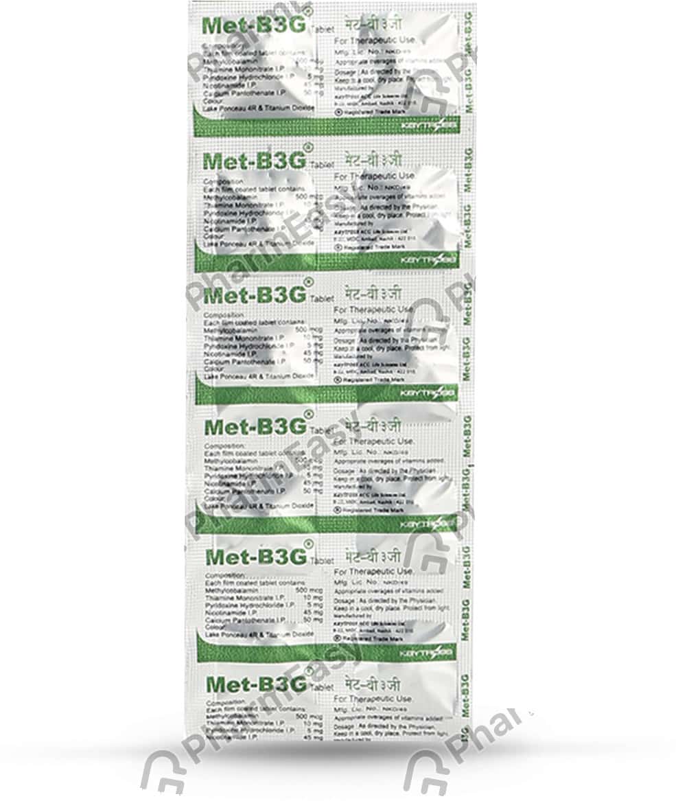 Buy Met B3g Strip Of 10 Tablets Online at Flat 15% OFF | PharmEasy