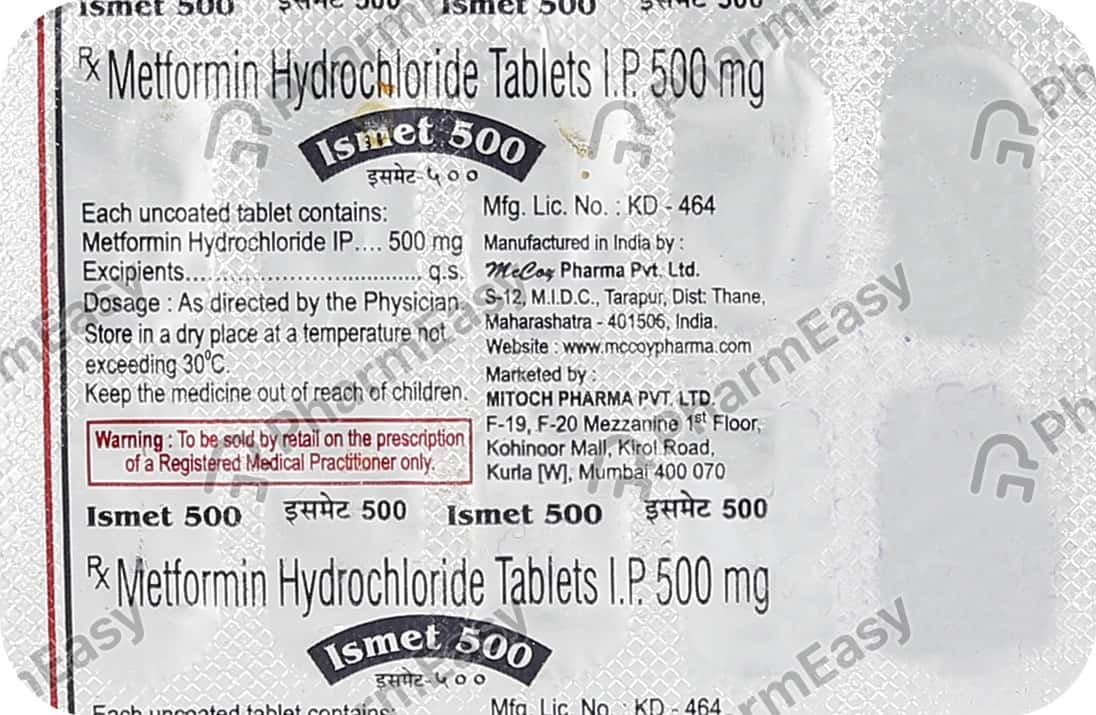 Ismet 500 MG Tablet (10): Uses, Side Effects, Price & Dosage | PharmEasy