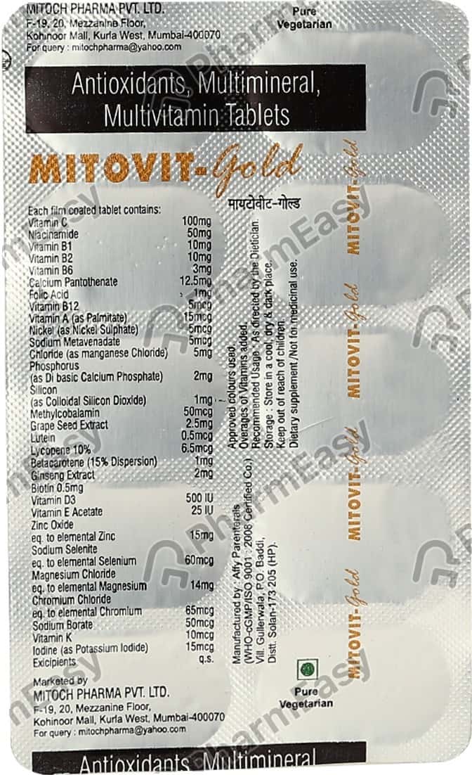 Buy Mitovit Gold Tablet (10) Online at Flat 15% OFF | PharmEasy