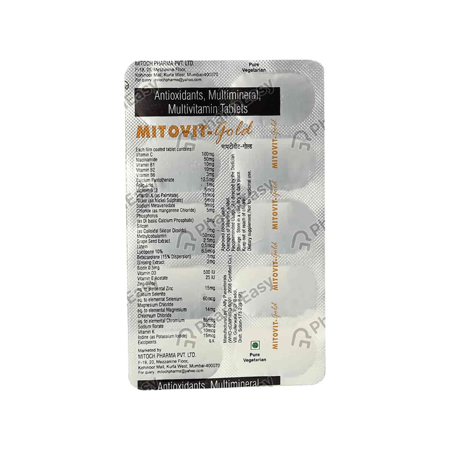 Buy Mitovit Gold Tab Online at flat 15% off | PharmEasy