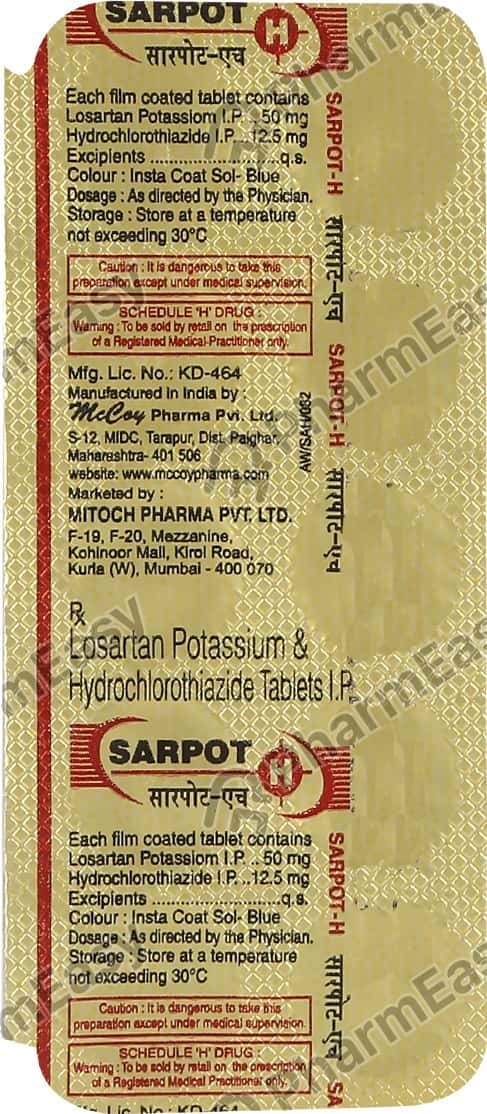 Sarpot H Strip Of 10 Tablets: Uses, Side Effects, Price & Dosage ...