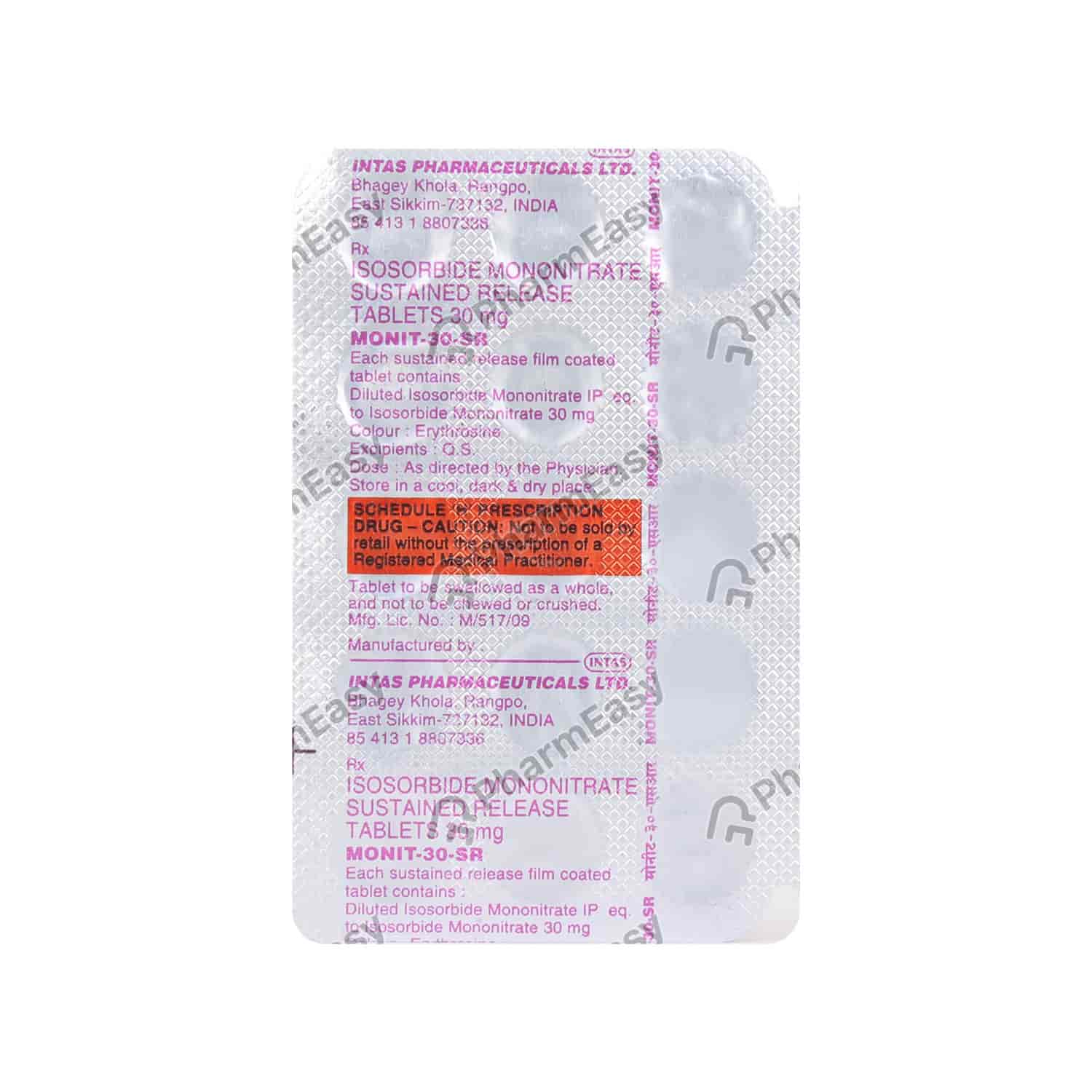 Buy Monit Sr 30mg Strip Of 15 Tablets Online at flat 15% off | PharmEasy