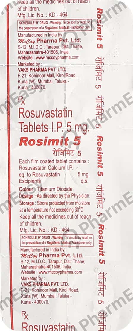 Rosimit 5 MG Tablet (10): Uses, Side Effects, Price & Dosage | PharmEasy